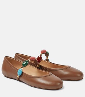Gianvito Rossi Verzierte Mary-Jane-Ballerinas Shanti aus Leder