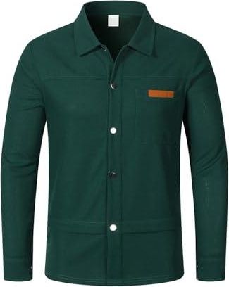 Generic Veste chemise pour homme - Motif gaufr&eacute; - Veste de loisirs &agrave; manches longues avec boutonni&egrave;re - Veste de transition l&eacute;g&egrave;re - Chemise boutonn&eacute;e &agrave; manch