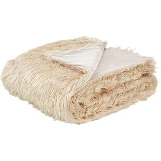 Beliani Couvre-lit Marron Clair en Fausse Fourrure Chaud 200 x 220 cm pour lHiver et Tout Doux Parfait pour D&eacute;corer un Lit de Grande Taille Beliani