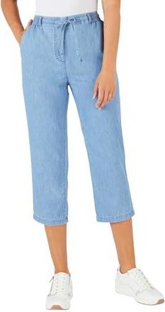 Damart Pantacourt Tissu Chambray Femme Bleu Imprim&eacute; Taille 44