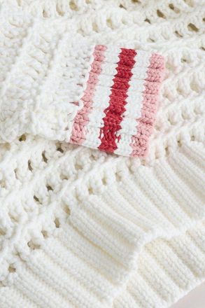 Next V-Ausschnitt-Pullover Strickpullover mit V-Ausschnitt, Mesh + Baumwolle (1-tlg)