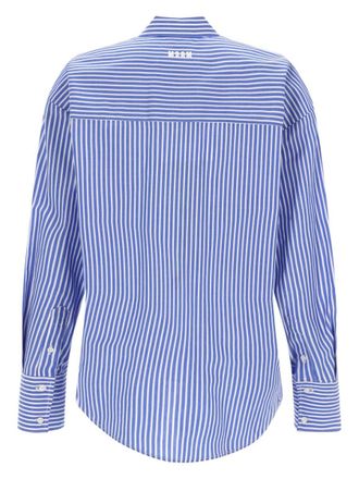 Msgm Logo Cotton Shirt - Blue
