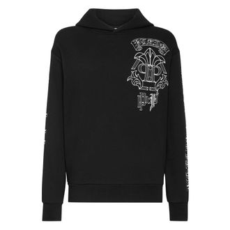 Philipp Plein Hoodie Sweatshirt Gothic Banner - - Sweatshirts & Hoodies - Herren - Schwarzk - 4XL