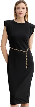 Michael Kors Femme, Robes, Noir, Taille: 38 FR Robe Ceintur&eacute;e en Jersey Mat Stretch