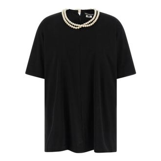 Junya Watanabe Femme, Tops, Noir, Taille: 38 FR T-shirt ras du cou en jersey de coton
