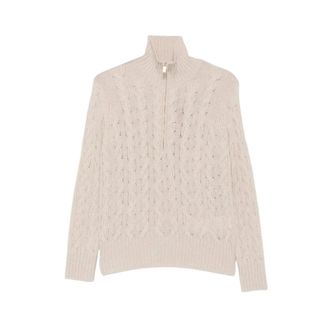 Max Mara Pull Col Roul&eacute; Maille C&acirc;bl&eacute;e - Femme - Pulls - Beige - Taille: 40 FR
