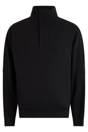 HUGO BOSS Zip-Up Cotton Sweatshirt - Black