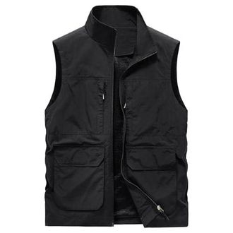 Generic Gilet Softshell fin &agrave; col montant pour homme, fermeture &eacute;clair avec poche &agrave; revers, s&eacute;chage rapide et respirant, gilets minimalistes l&eacute;gers et imperm&eacute;