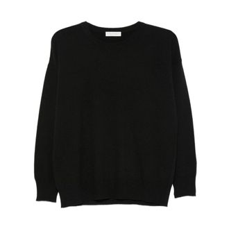 Le Tricot Perugia Langarm-Strickpullover mit Rundhalsausschnitt - - Knitwear - Damen - Schwarzk - XS