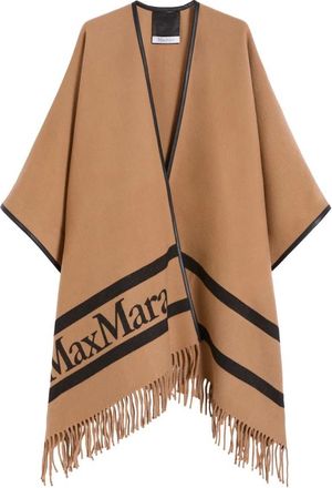 Max Mara Femme, Vestes, Brun, Taille: ONE Size Poncho en laine jacquard