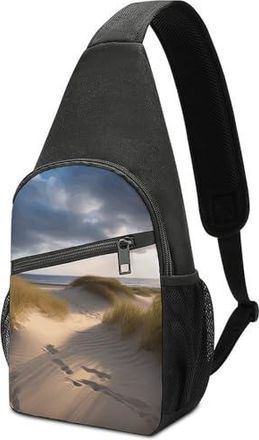 Generic Réglable Sacoche Homme Bandouliere Dunes de plage Sling Sac à Bandoulière Léger,Durable Sac à Poitrine pour Voyage Cyclisme Camping