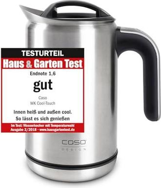 Caso WK bouilloire 1 L 1800 W Noir, Acier inoxydable