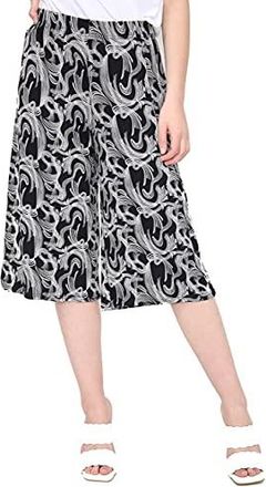 WearAll Jupe-culotte en crêpe uni extensible pour femme Grande taille 40-58, Imprimer 1, 48-50