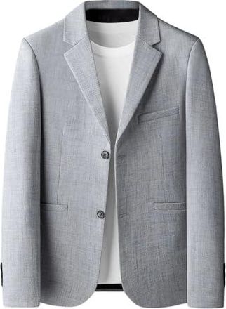 Generic Blazers fins de printemps de couleur unie pour homme - Deux boutons - L&eacute;ger - Coupe r&eacute;guli&egrave;re - Veste de costume daffaires, kaki clair, 3XL