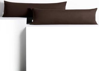 Decoking 2 Kissenbezüge 20x145 cm Jersey 100% gekämmte Baumwolle Reißverschluss braun Amber