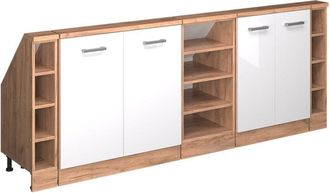 Vicco Armoire sous pente de toit Rion - Ch&ecirc;ne dor&eacute; et blanc brillant - Dimensions 215x81.6x46/14.8 cm - Panneau de particules 16 mm