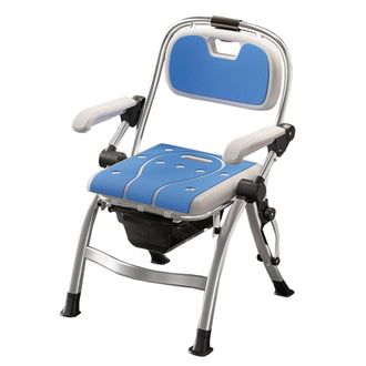 Generic Tragbarer, zusammenklappbarer Duschstuhl for ältere und behinderte Menschen, klappbarer Badesitz, klappbare, 4-stufig höhenverstellbare Badezimmerstüh
