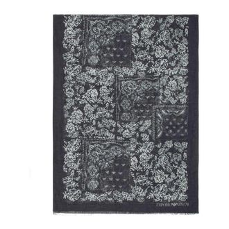 Emporio Armani Stola aus Leinenmischung mit Bandana-Print - - Accessories - Damen - Blau - ONE SIZE