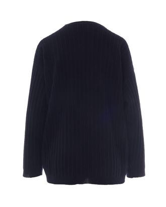 Fabiana Filippi Womens Crewneck Jumper Platinum Midnight Blue Virgin Wool Jumpers Sweater