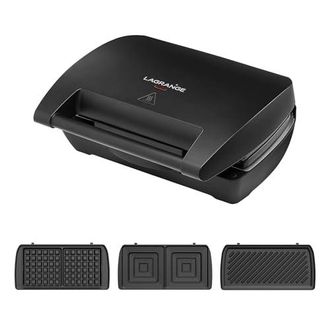Lagrange Gaufrier Mini Maxi, 900W, Multifonctions, Croque-monsieur XXL 120x120, livr&eacute; avec les jeux de plaques Gaufres & Croque-monsieur & Panini, Nettoyage fa