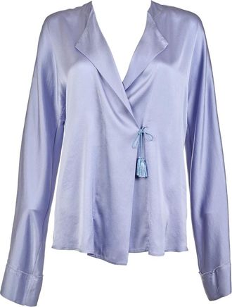 Forte_Forte Femme, Blouses et Chemises, Bleu, Taille: 38 FR Cam Incrociata