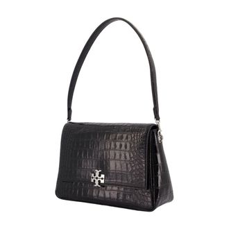 Tory Burch Womens Charlie Shoulder Bag - Tory Burch Leather Black Calfskin Shoulder-Hobo-Bags