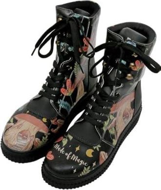 Dogo Femme Cuir Vegan Noir Bottes Longues - Made Of Magic Motif