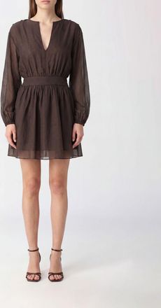 Giovanni Bedin Mini-robe slim fit en coton avec col en V et manches longues
