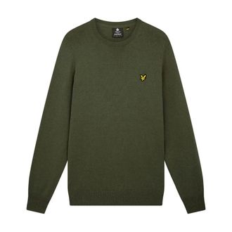 Lyle & Scott Baumwoll-Merino-Pullover mit Rundhalsausschnitt - - Knitwear - Herren - Gr&uuml;n - XL