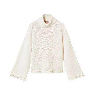 Twinset Pull &agrave; col roul&eacute; en maille torsad&eacute;e - Femme - Pulls - Blanc - Taille: 40/42 FR