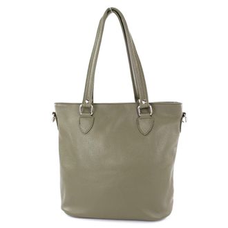 modamoda.de T215 - Italienische Ledertasche Shopper Large, Farbe:Olivgr&uuml;n