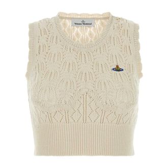 Vivienne Westwood Femme, Pulls, Blanc, Taille: 40 FR Ella Crochet Top