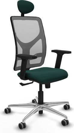 Piqueras y Crespo Arbeitsstuhl mit 2D-Armlehnen, h&ouml;henverstellbarer Lendenwirbelst&uuml;tze und festem Kopfteil, ausgestattet mit Sincro 3 Positionen und Schneideschaum, Gra