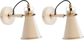 Beliani Lot de 2 Lampes Murales Industrielles en M&eacute;tal avec Abat-Jour R&eacute;glable Beige Moyola