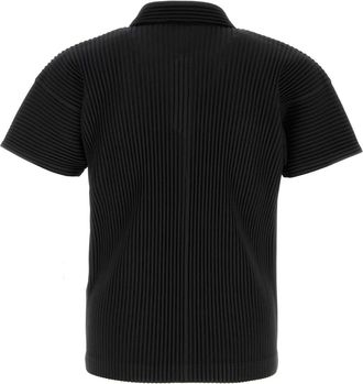 Homme Pliss&eacute; Issey Miyake Pleated Polyester Polo Shirt - Black