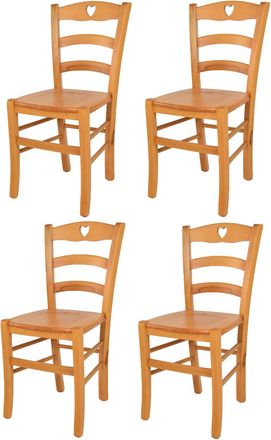 Tommychairs Tommychairs - 4er Set Stühle Cuore für Küche und Esszimmer, Robuste Struktur aus Buchenholz in der Farbe Honig lackiert und Sitzfläche aus Holz