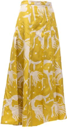 Valentino Garavani Womens Yellow Skirt With Off-White Details
