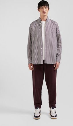 Eden Park Chemise En Popeline De Coton Ray&eacute;e Bordeaux Coupe Regular