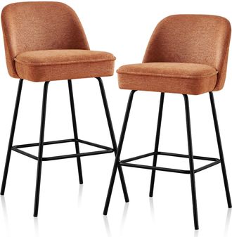 Ainpecca Barhocker mit R&uuml;ckenlehne Gr&uuml;ner Barstuhl aus Leinenstoff mit gepolsterter Sitzfl&auml;che & elastischem Schaumstoff Metallbeine mit Fu&szlig;st&uuml;tze f&uuml;r K&uuml;che Th