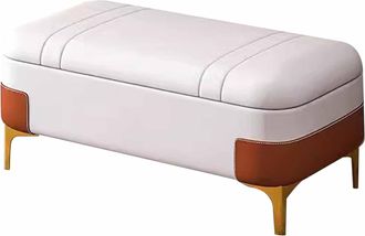 Generic Schuhbank Mit Lederkissen, Ottomanenbank Mit Stauraum Und Metallbeinen - Große Fußstütze Und Truhe for Wohnzimmer, Schlafzimmer, Eingangsbereich, 100 