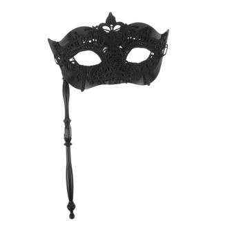 Garneck Venezianische Maskerade Halbgesichts Handmaske mit Spitzenverzierung Schwarzer Stab Leichte Kostümmaske für Damen und Herren für Halloween Karneval Ma