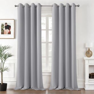 Miulee Vorhänge Hellgrau Blickdicht mit Ösen, Schöner Weicher Verdunklungsvorhänge zum Verdunkeln von Räumen, 2er Set Gardinen Abdunkelnd Schlafzimmer Wohnzi