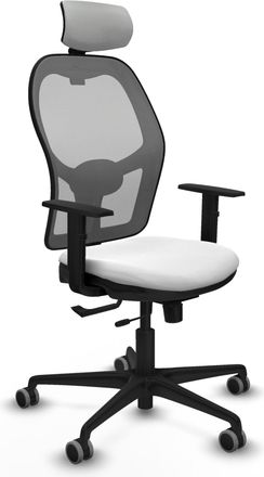 Piqueras y Crespo Ergonomischer Stuhl mit Lendenwirbelst&uuml;tze mit 1D-Armlehnen und Kopfteil, h&ouml;henverstellbar und neigbar. Ausgestattet mit Syncro/Traslack und eingespri