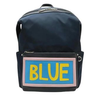 Fendi Pre-owned Logo Nylon Leder Rucksack - - Pre-owned - Damen - Blau - ONE SIZE