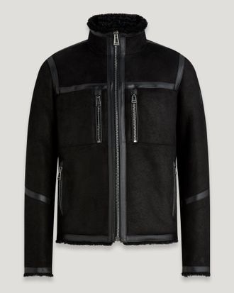 Belstaff Belstaff Veste Tundra pour homme Shearling léger Noir/noir Taille 48