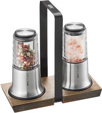 GEFU Set Moulin &agrave; sel et &agrave; poivre avec plateau X - PLOSION 34641