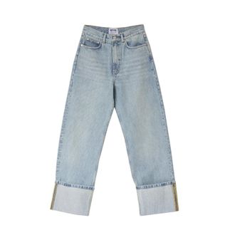 Moschino High Waist Zigaretten Jeans mit Berggrafik - - Jeans - Damen - Blau - W28