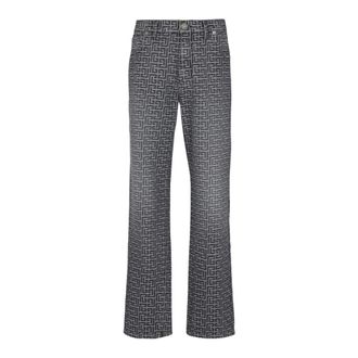Balmain Monogrammierte Jacquard-Jeans aus Denim - - Jeans - Herren - Grau - W32