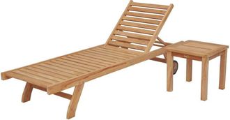Happy Garden Ensemble bain de soleil droit en teck avec table dappoint JAVA