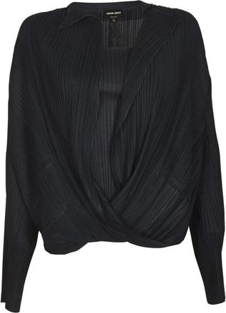 Giorgio Armani Femme, Blouses et Chemises, Noir, Taille: 46 FR Chemisier pliss&eacute;
